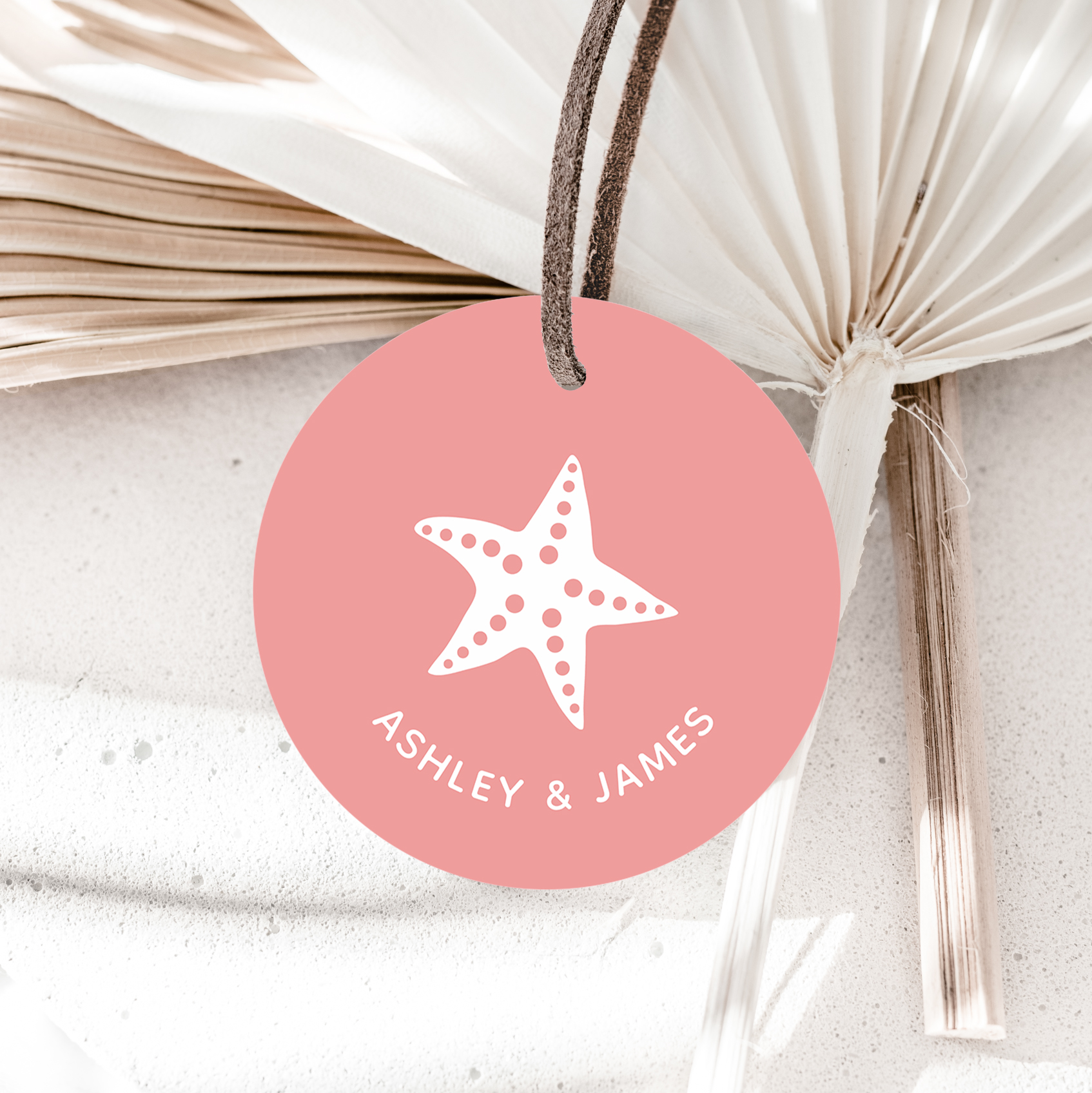 Pink Starfish Wedding Favor Gift Tags