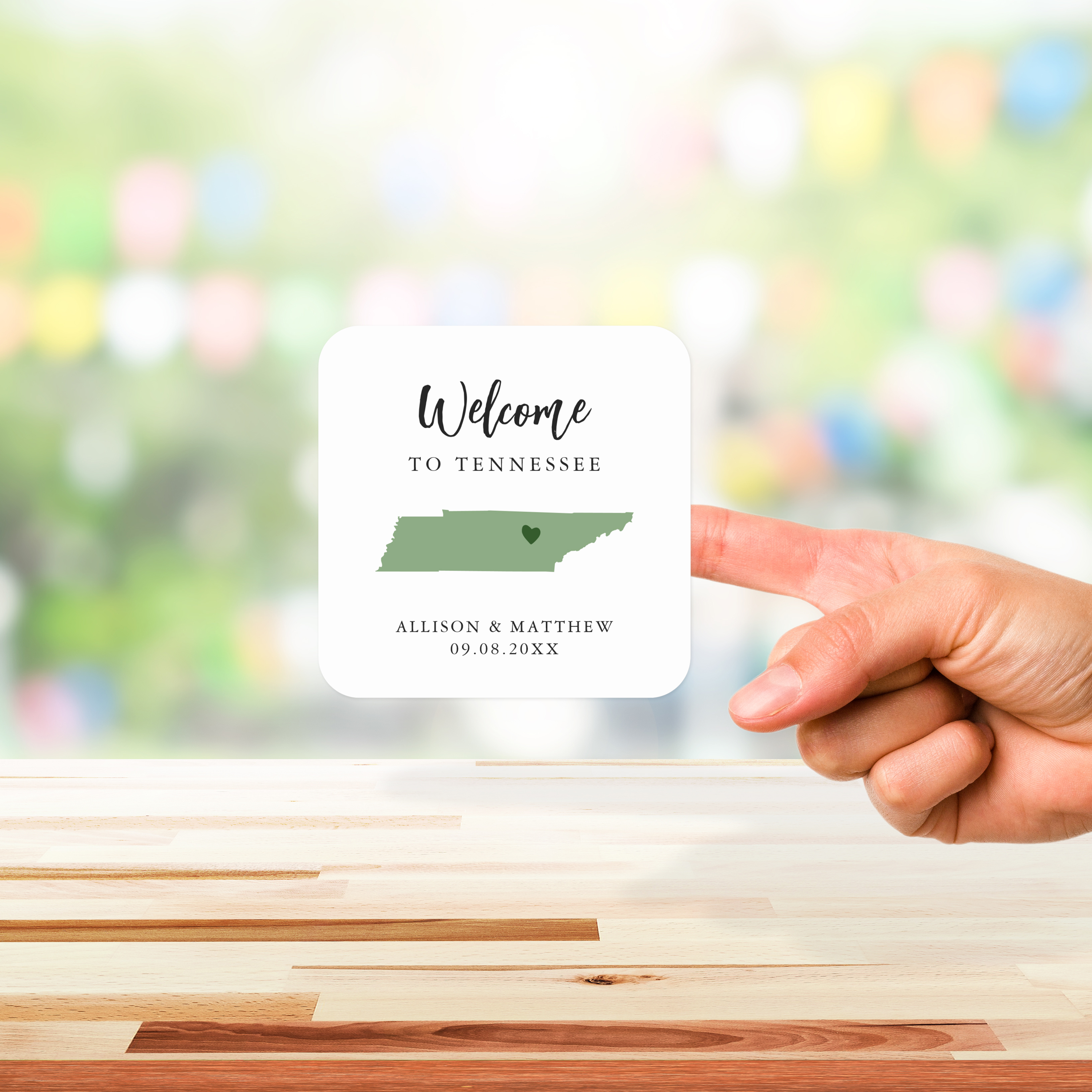 Tennessee Map Wedding Welcome Sticker in Any Color